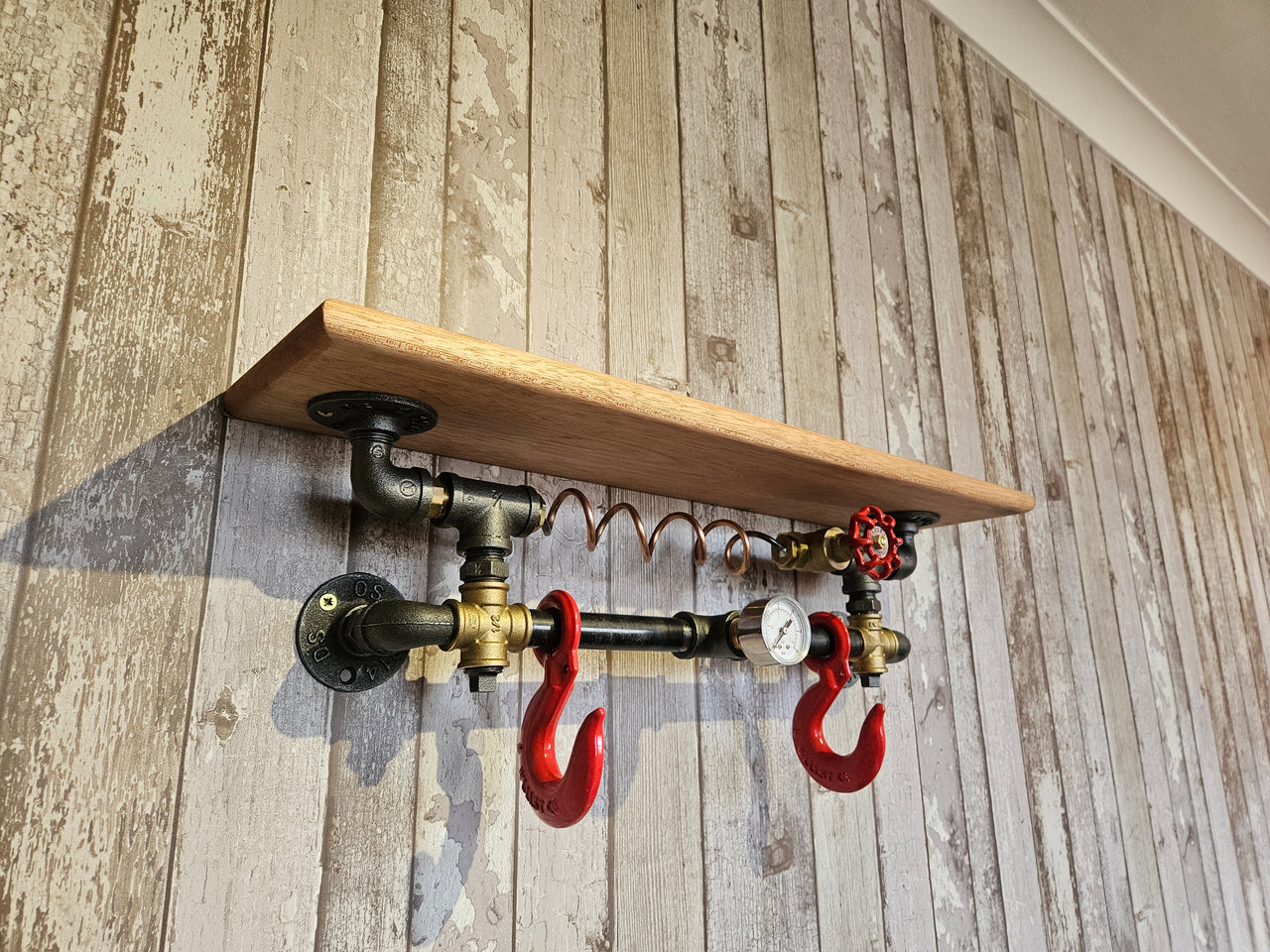 The Booth Steampunk Shelving Unit – Single Shelf with Coat Rack – The ...