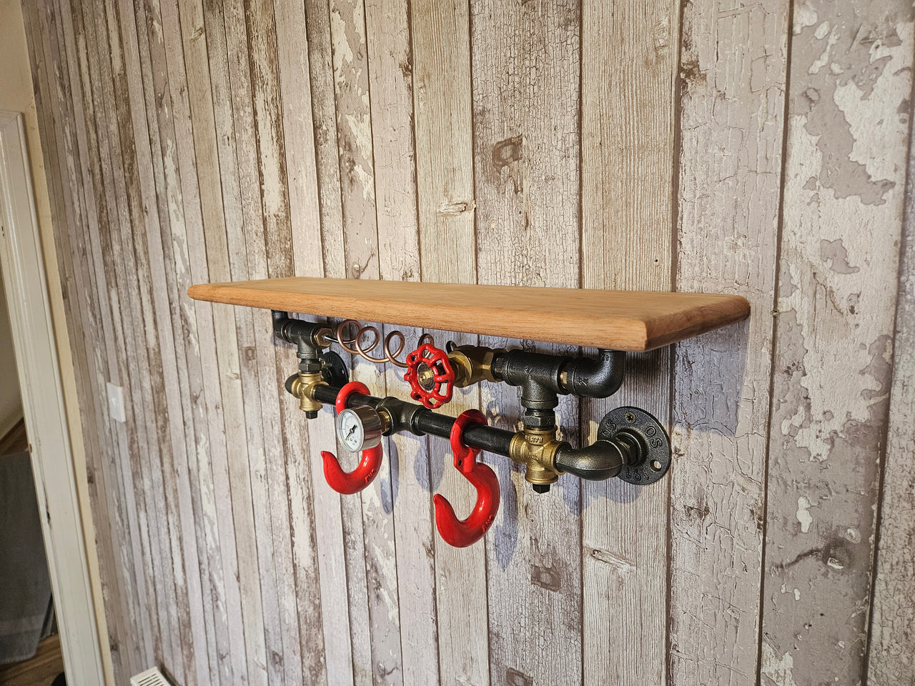 The Booth Steampunk Shelving Unit – Single Shelf with Coat Rack – The ...